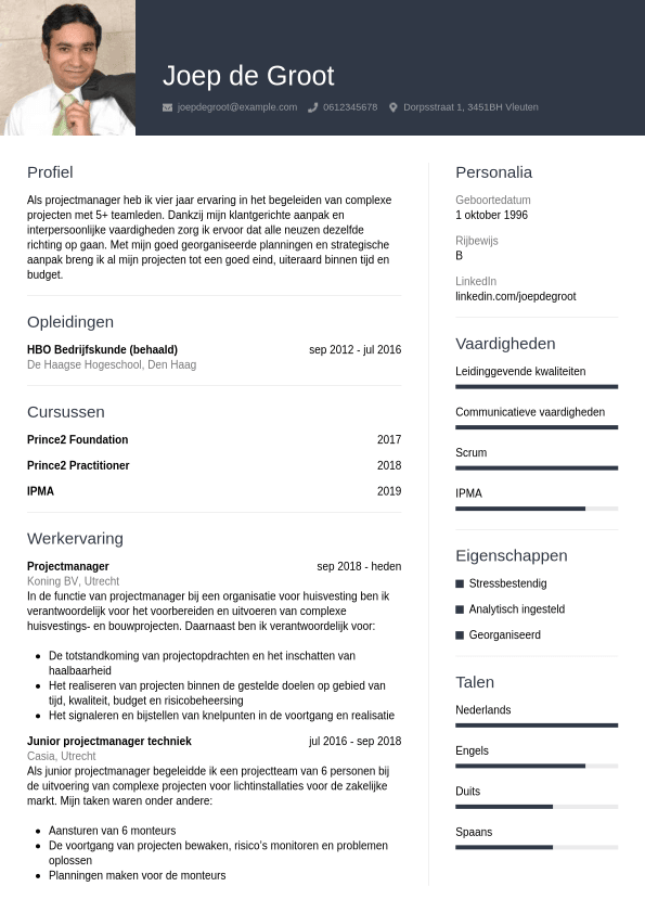 CV voorbeeld projectmanager - CV.nl