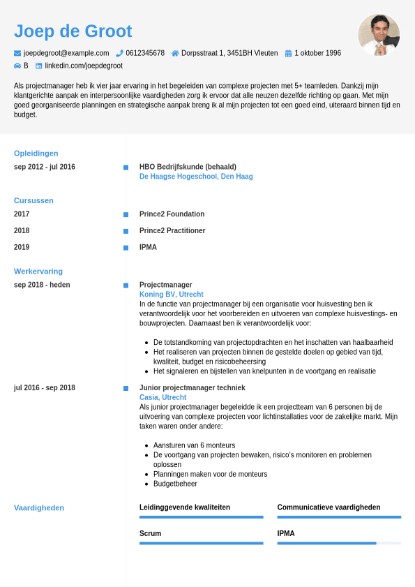 CV voorbeeld projectmanager - CV.nl