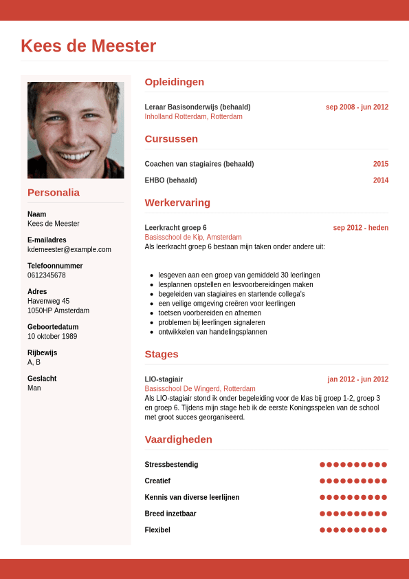Student CV Voorbeeld - CV.nl