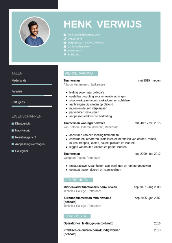 CV voorbeeld timmerman - CV.nl