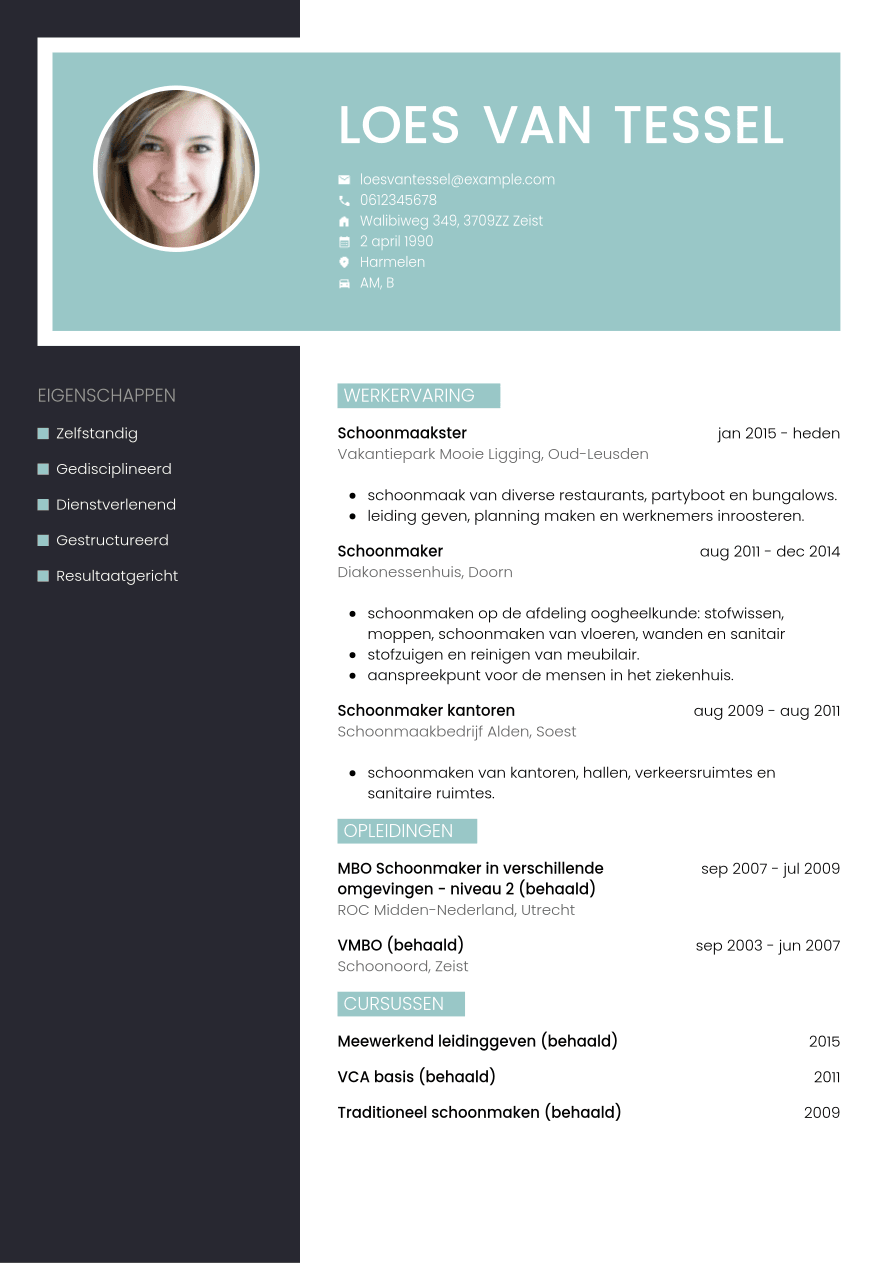 CV voorbeeld schoonmaker - CV.nl