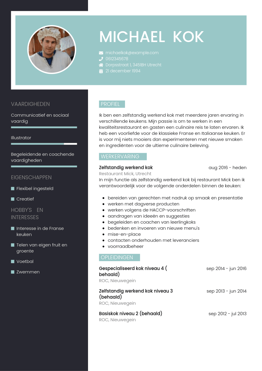 CV voorbeeld kok - CV.nl