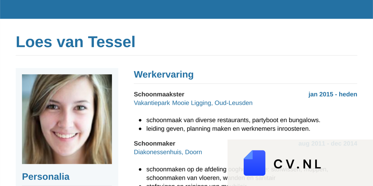 CV voorbeeld schoonmaker - CV.nl